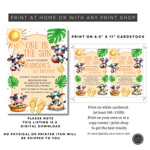 Cow Pool Party Invitation: One in the Sun First Birthday (canva ...