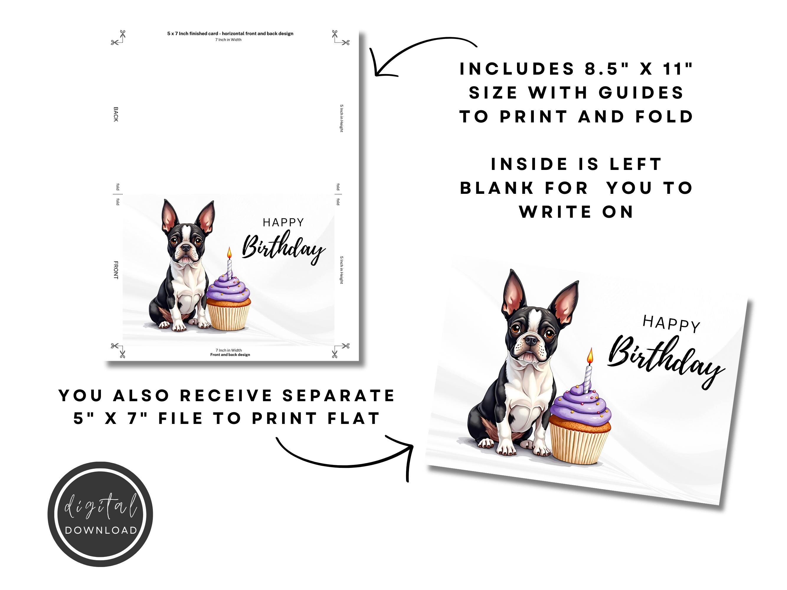 Happy Birthday Card - Printable Birthday Card Featuring a Boston ...