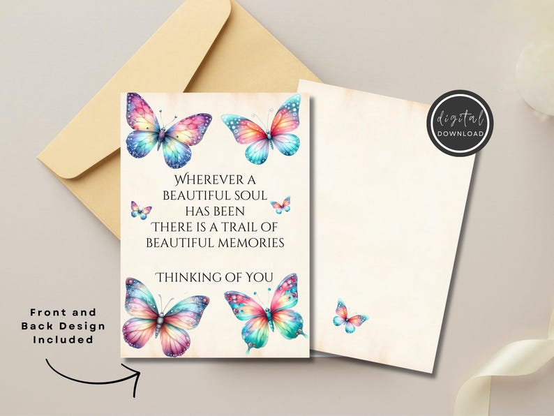 Printable Butterfly Sympathy Card |bereavement Card Download to Print ...