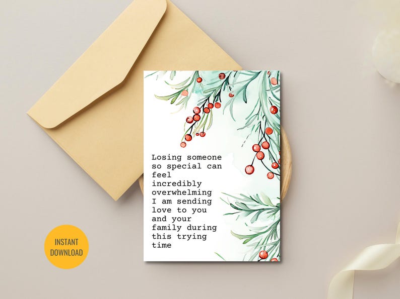 Christmas Sympathy Card Instant Download Card to Print Printable ...