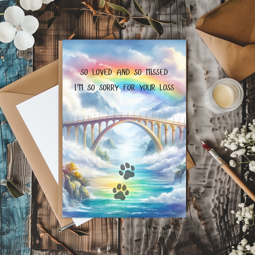 Rainbow Bridge Pet Condolence Card Dog Pet Sympathy Card Dog ...
