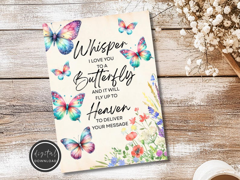 Butterfly Bereavement Card: Sympathy Gift, Sorry for Your Loss (digital ...