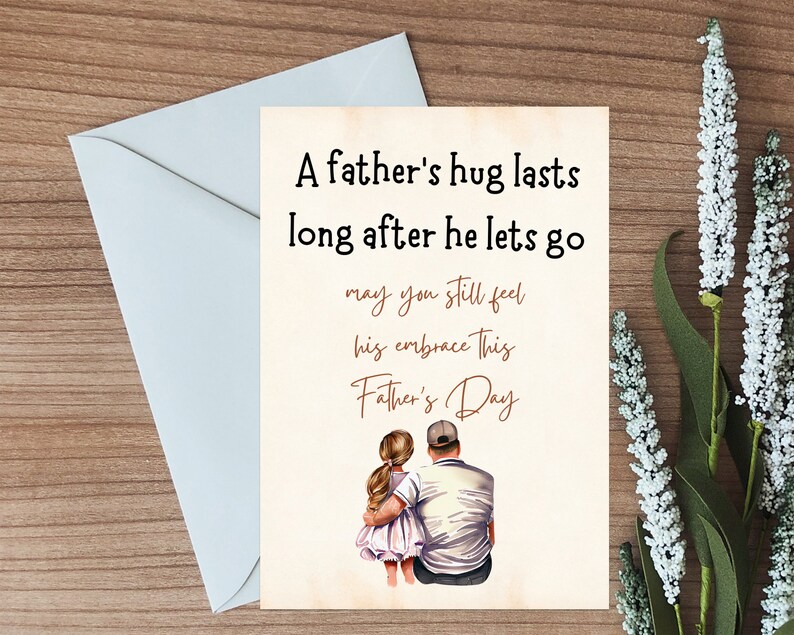 Bereaved Fathers Day Card Printable Loss of Dad A Father's Hug Greeting ...
