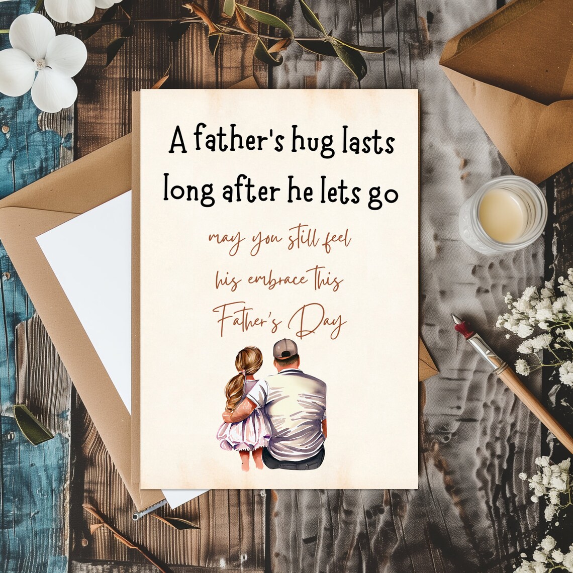 Bereaved Fathers Day Card Printable Loss of Dad A Father's Hug Greeting ...