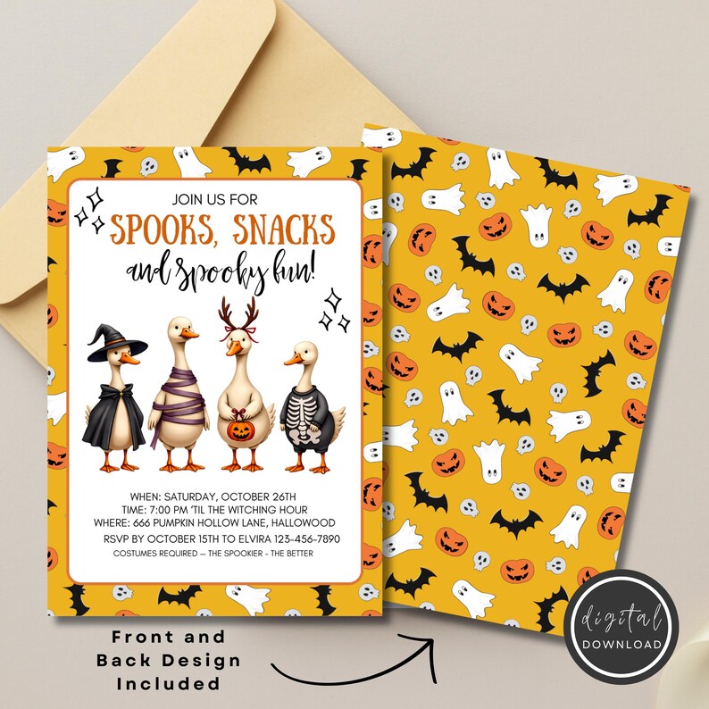 Funny Goose Halloween Party Invitation: Costume Party, Editable ...