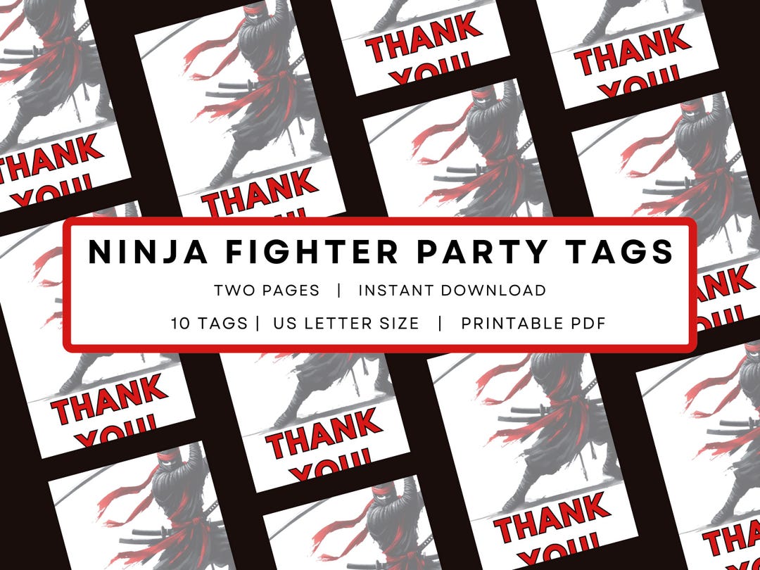 Ninja Birthday Party Thank You Tags (digital Download) - Etsy