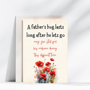 Printable A Father's Hug Bereavement Card - Condolence Card for Loss of ...