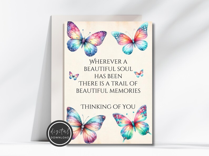 Printable Butterfly Sympathy Card |bereavement Card Download to Print ...