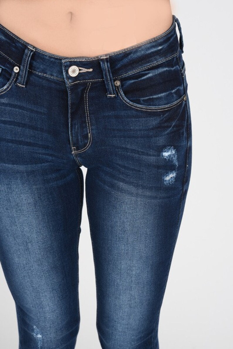 Kancan Mid Rise Mild Distressed Skinny Jeans - Etsy