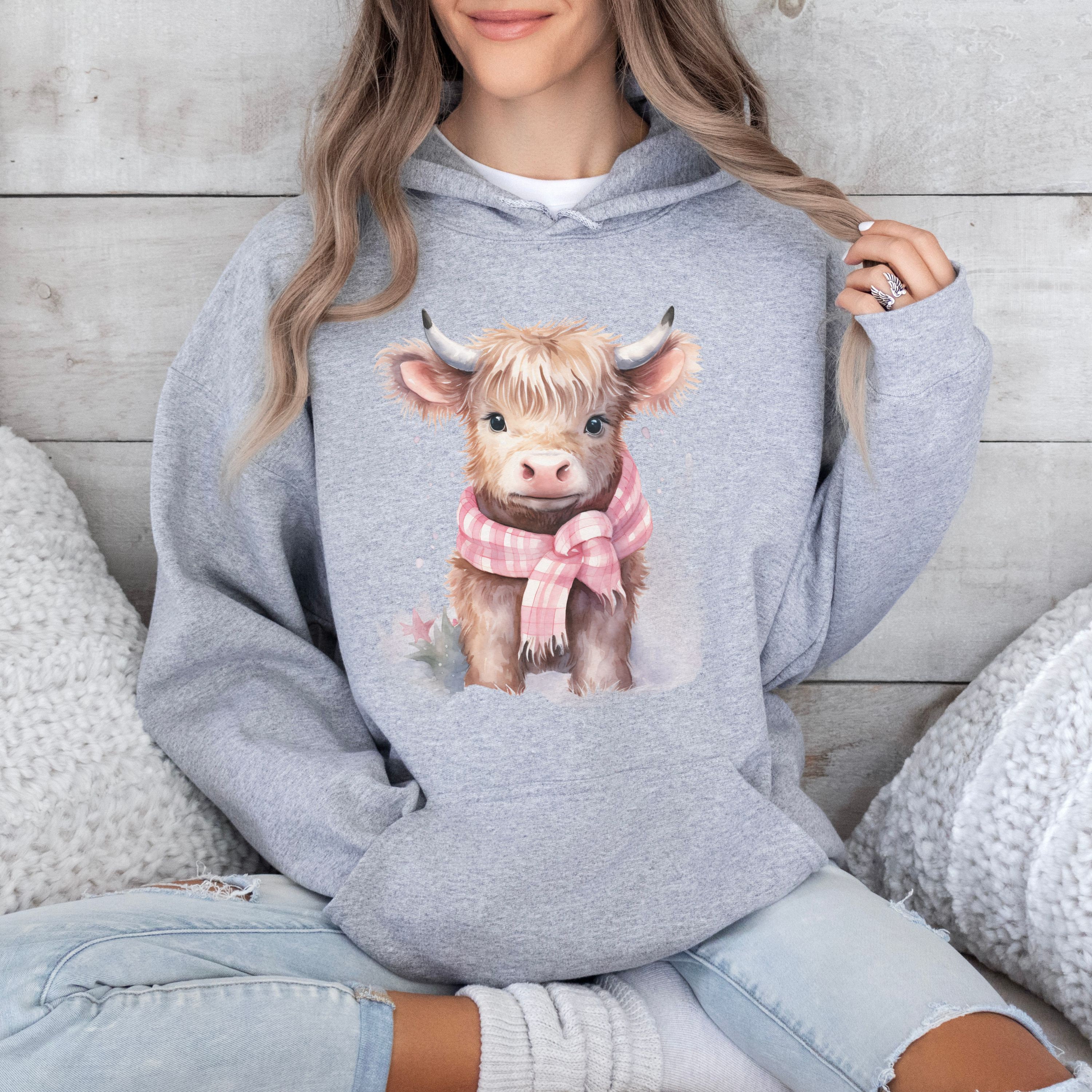 Cute Highland Cow Hoodie, Highland Cow Sweatshirt, Winter Sweater, Fall ...