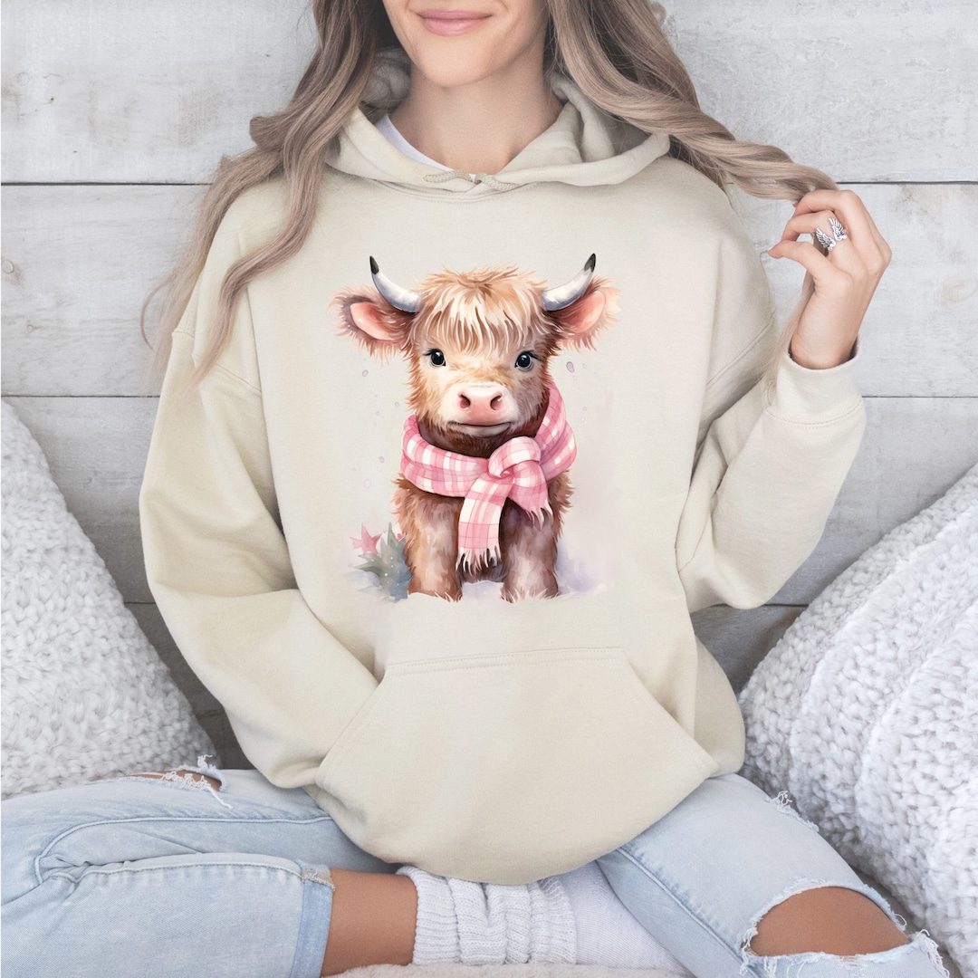 Cute Highland Cow Hoodie, Highland Cow Sweatshirt, Winter Sweater, Fall ...