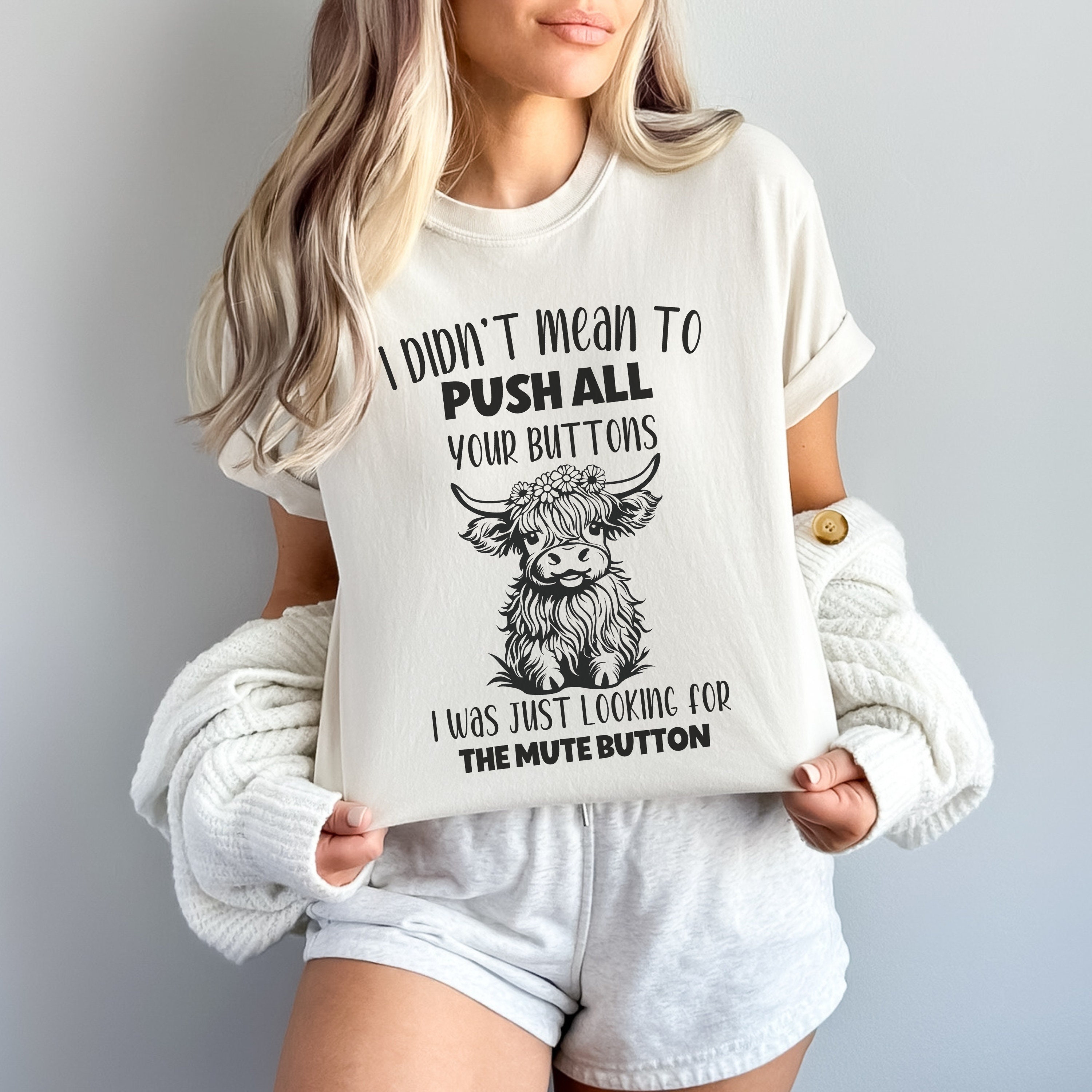 Funny Highland Cow Comfort Colors® Oversized Tshirt, Birthday Gift for ...