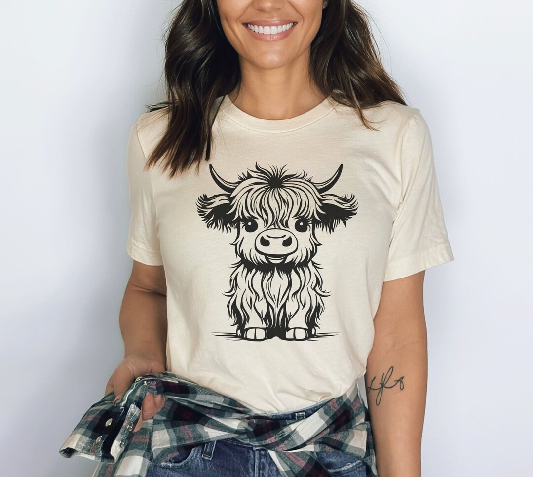 Cute Highland Cow Tshirt, Baby Highland Bull, Baby Highland Cow Shirt, Cow Shirts for Women ...