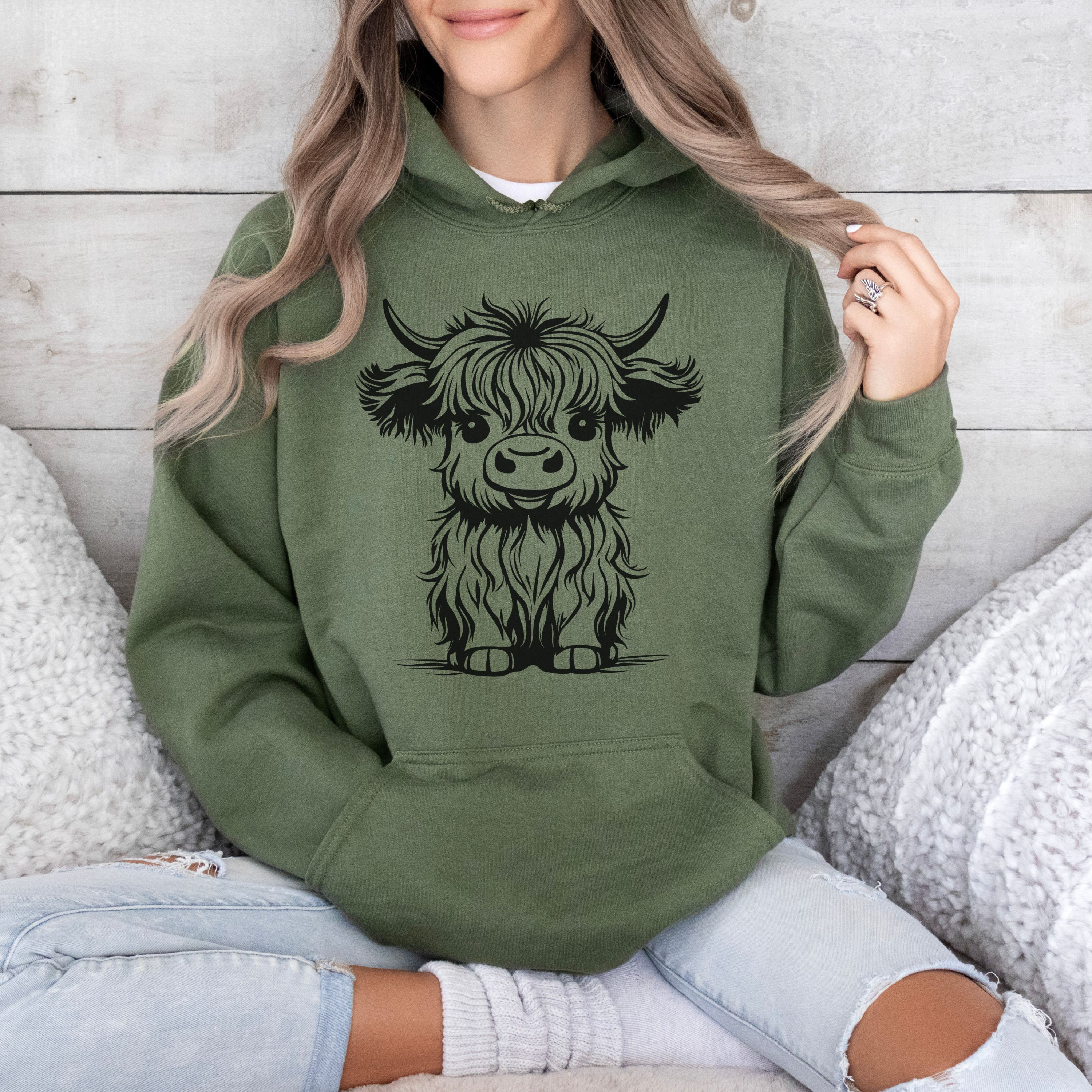 Cute Highland Cow Hoodie, Highland Cow Sweatshirt, Winter Sweater, Fall ...