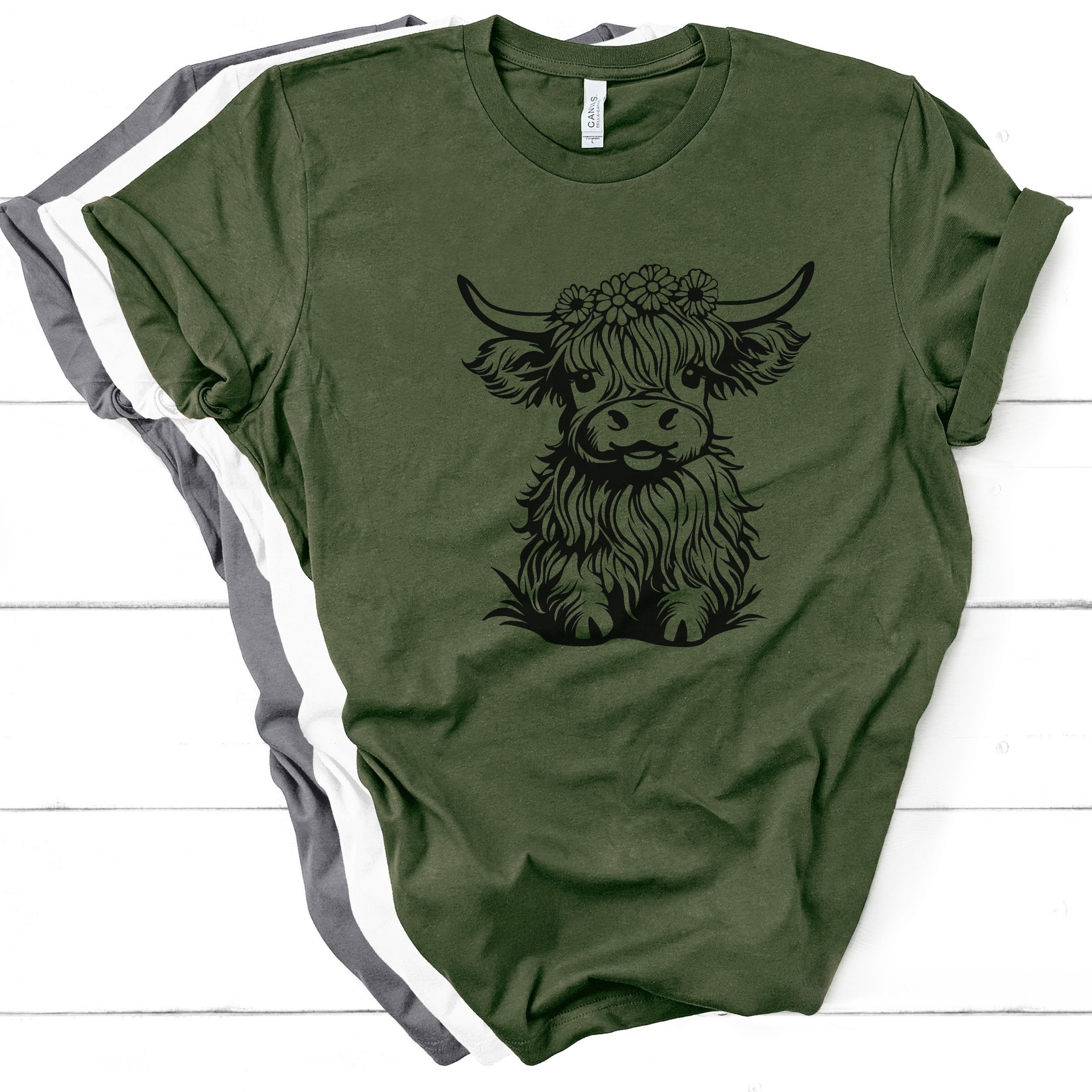 Cute Highland Cow Tshirt, Floral Highland Cow Shirt, Baby Highland Cow ...