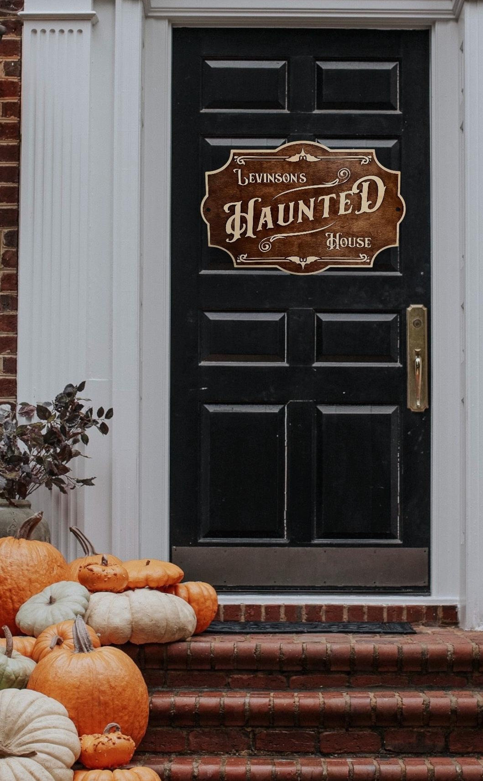 Custom Personalized Haunted House Sign, Halloween Decor, Wood Inlay - Etsy