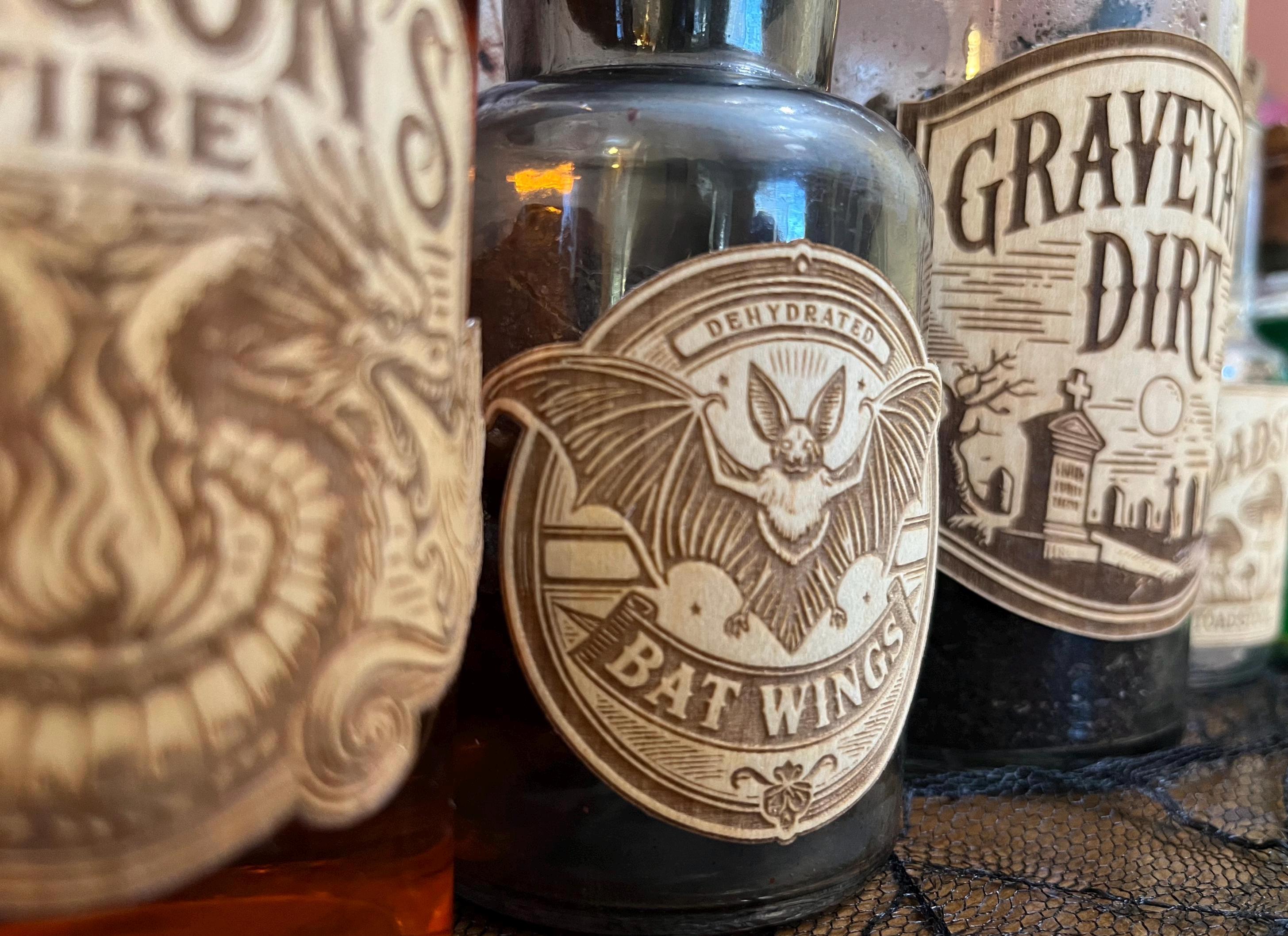Halloween Apothecary Style Bottle Labels, Wooden Sticker, Spooky ...