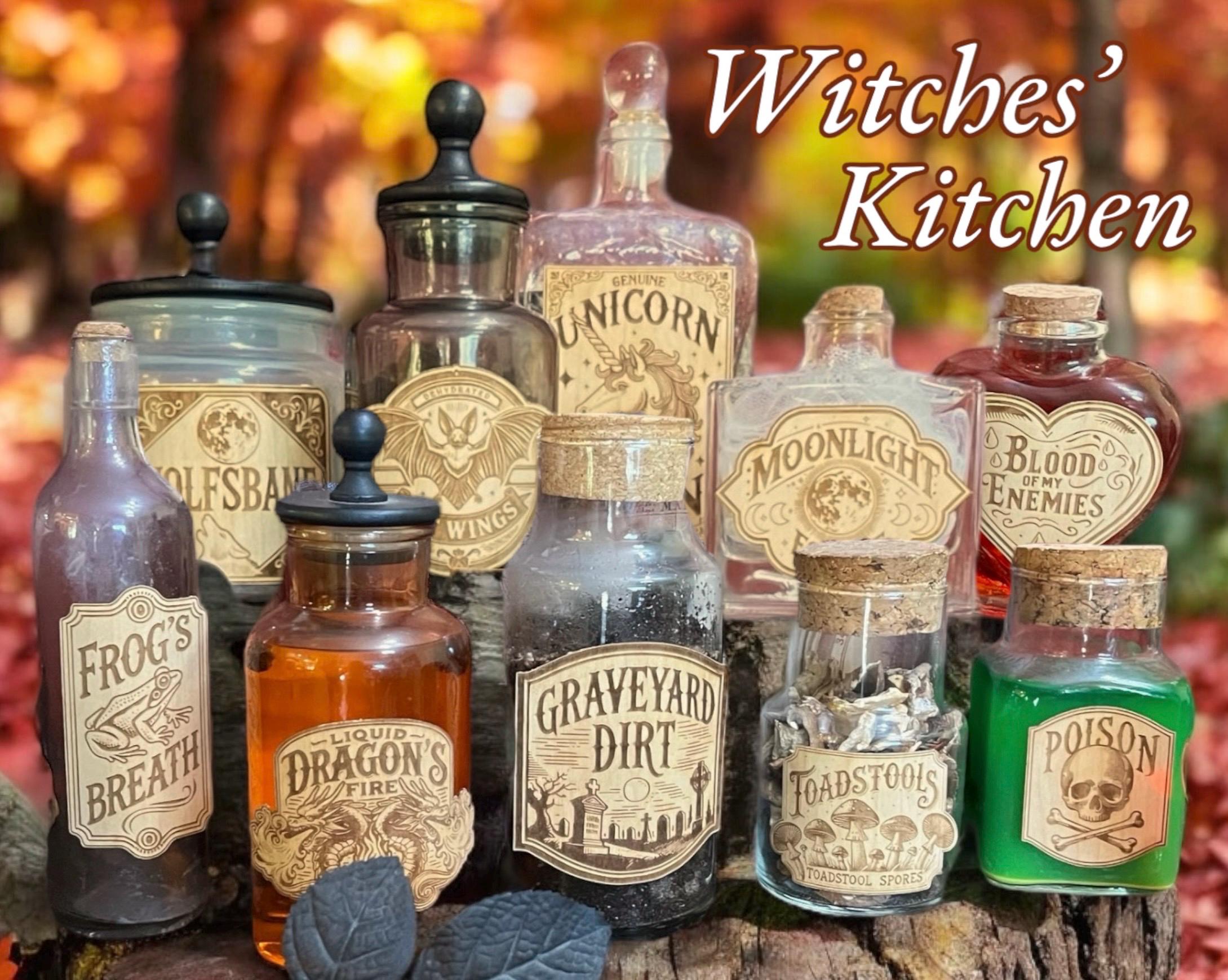 Halloween Apothecary Style Bottle Labels, Wooden Sticker, Spooky ...