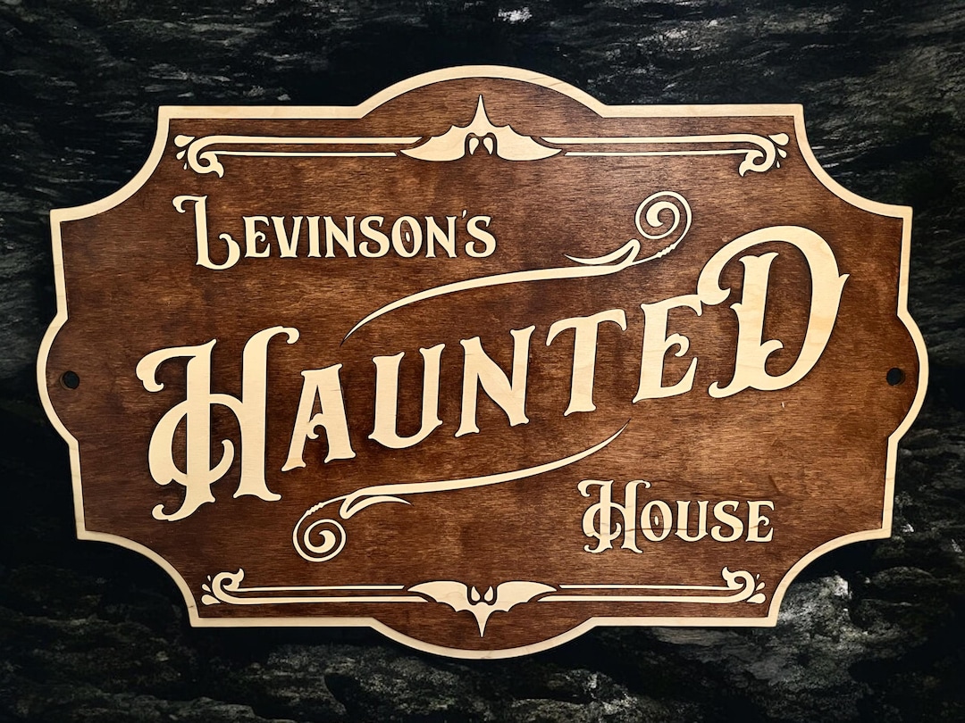 Custom Personalized Haunted House Sign, Halloween Decor, Wood Inlay - Etsy