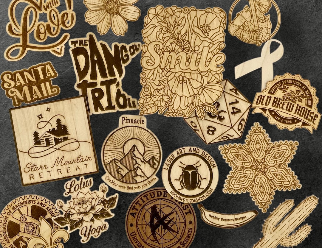 Custom Engraved Wooden Stickers - Showcase Your Designs! - Etsy