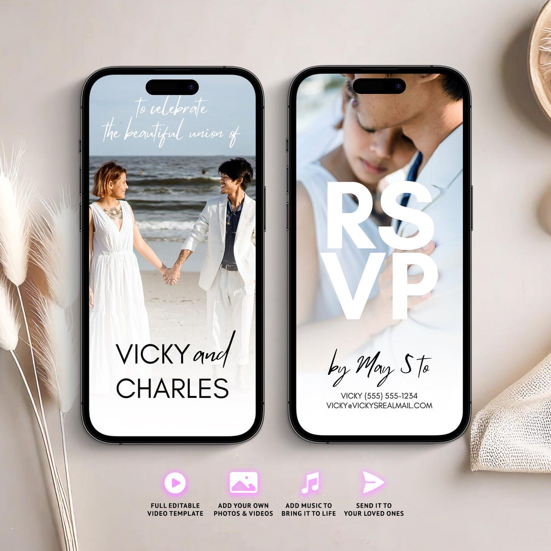 Digital Wedding Invitation Template, Minimalist Wedding Video ...