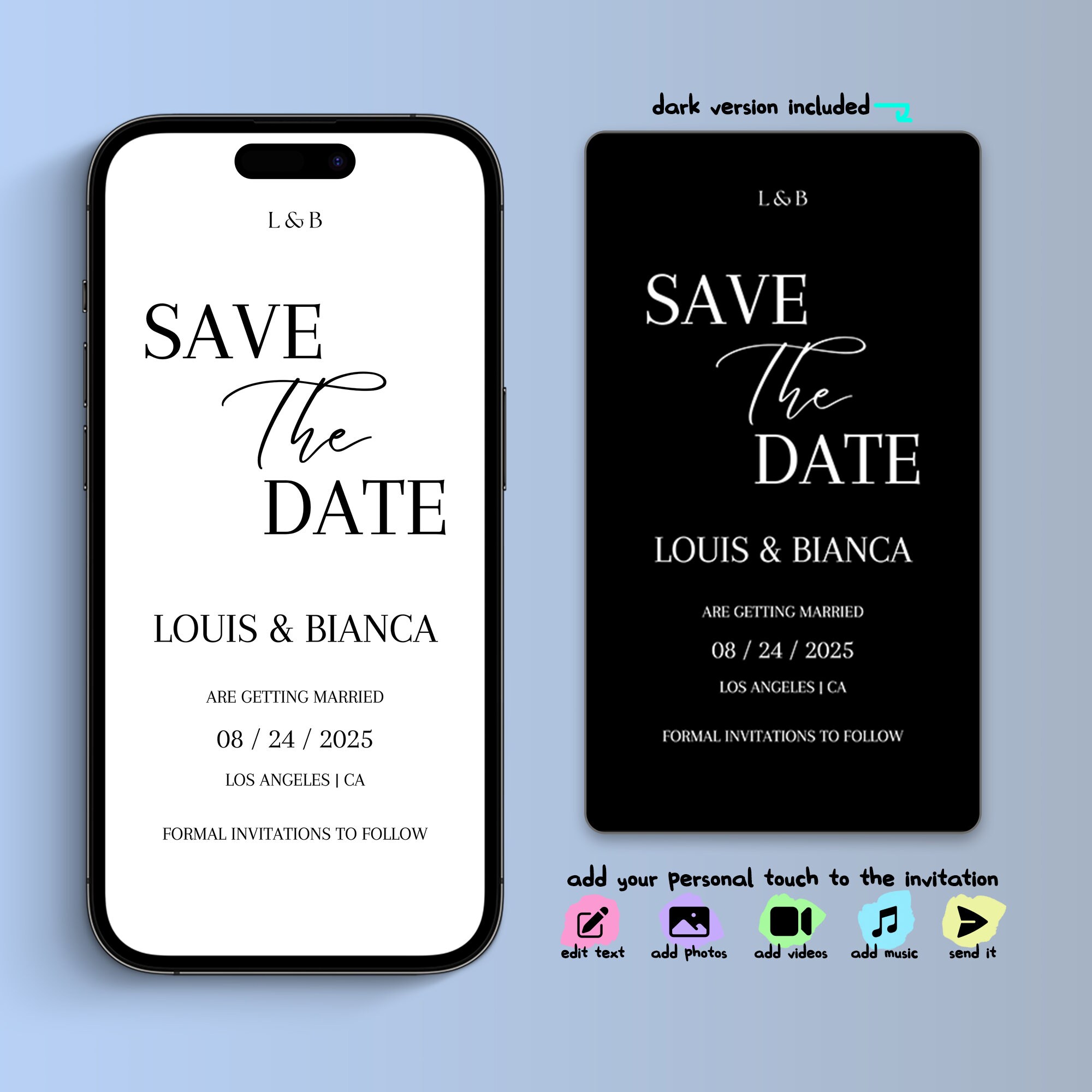 Save the Date Template, Animated Save the Date E-invite, Digital Invite, Electronic Save the ...