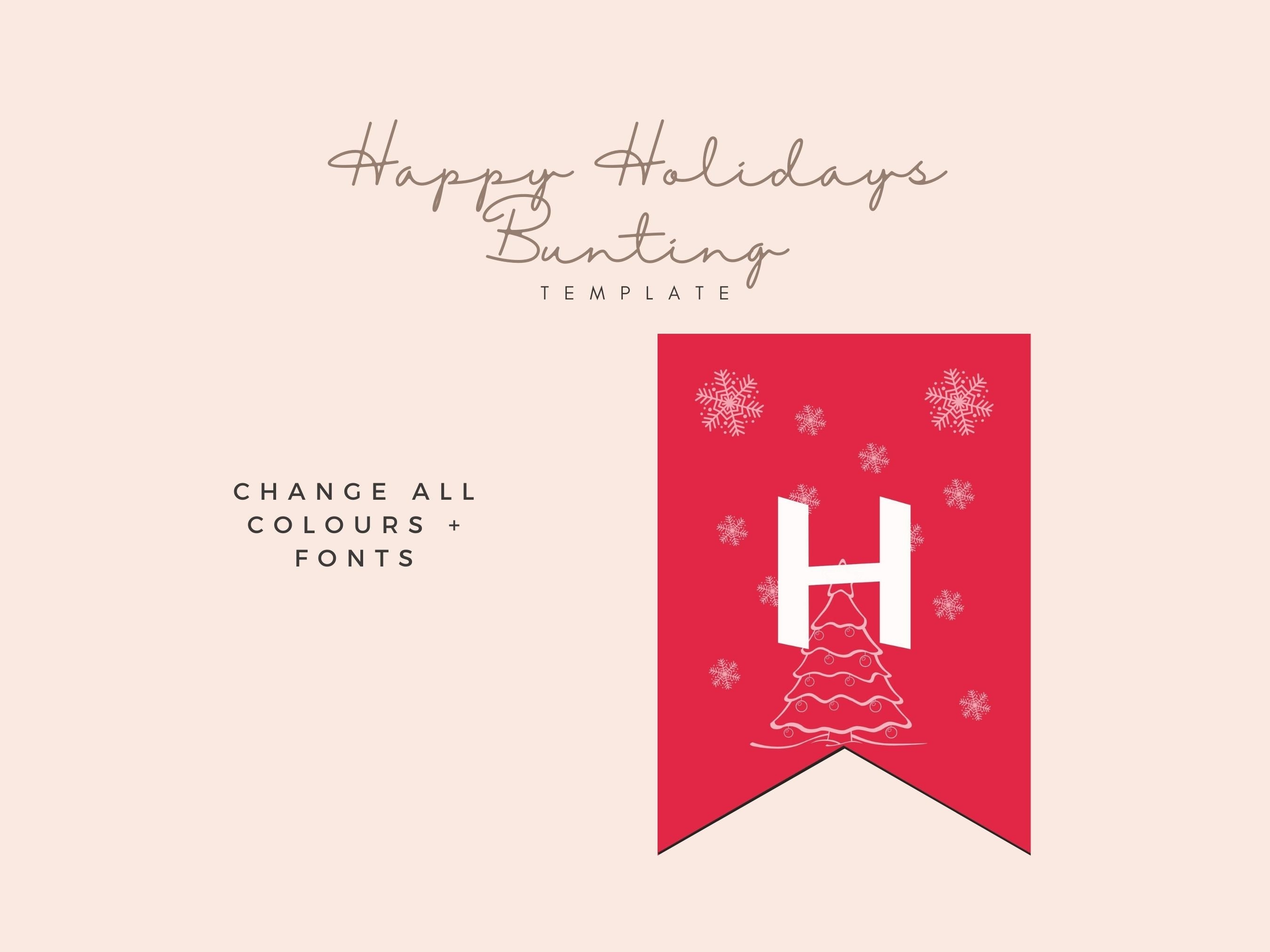 Editable INSTANT DOWNLOAD Happy Holidays Banner Party Decoration ...