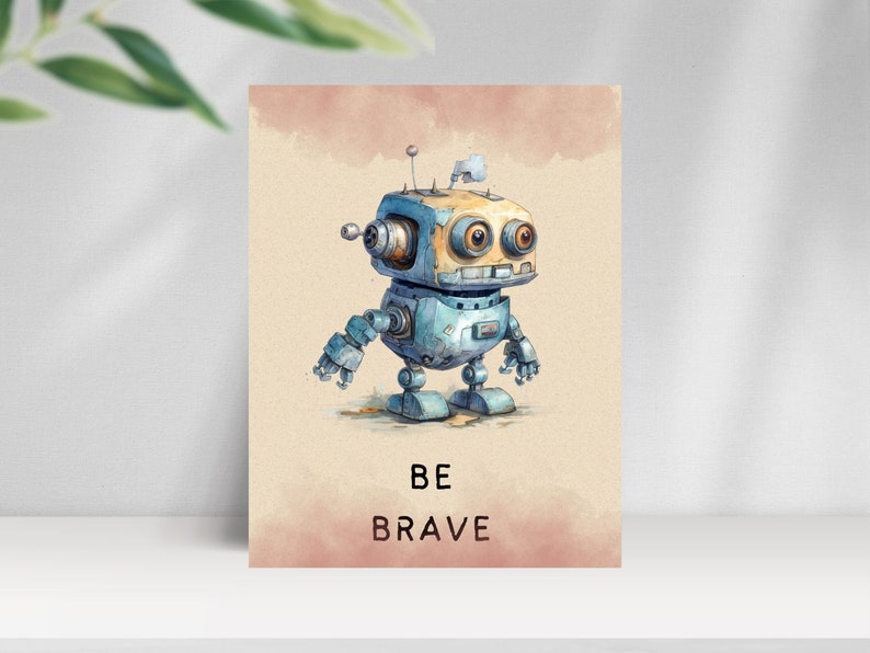Robot Affirmation Posters for Kids: Set of 4, Motivational Wall Art ...