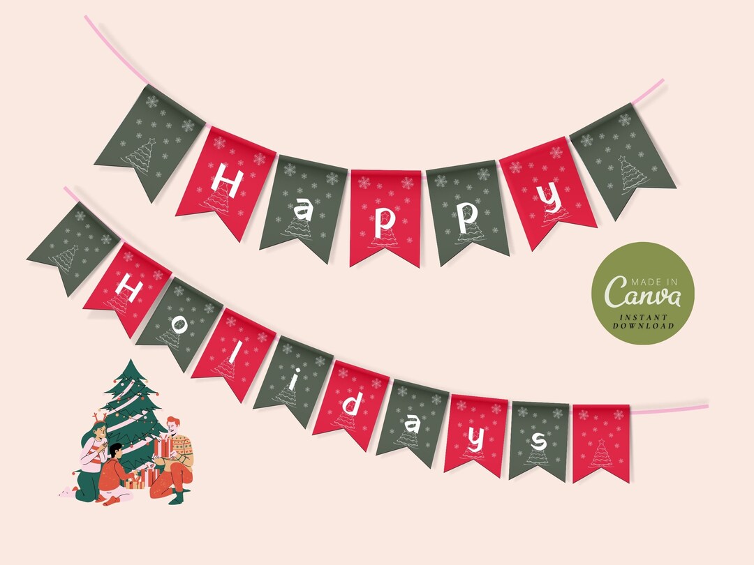 Editable INSTANT DOWNLOAD Happy Holidays Banner Party Decoration ...