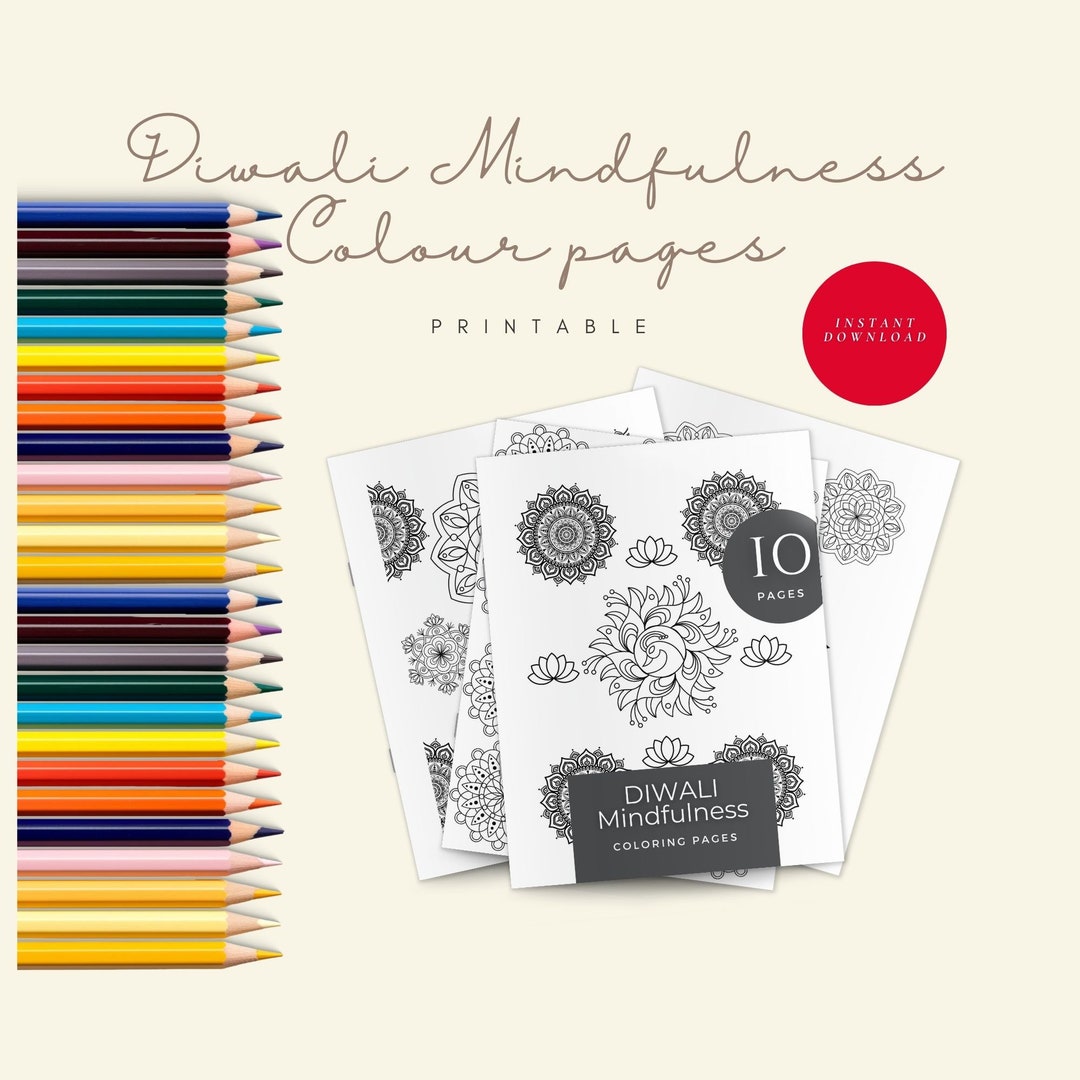 Diwali Mindfulness Coloring Pages: Printable Activity for Kids & Adults ...