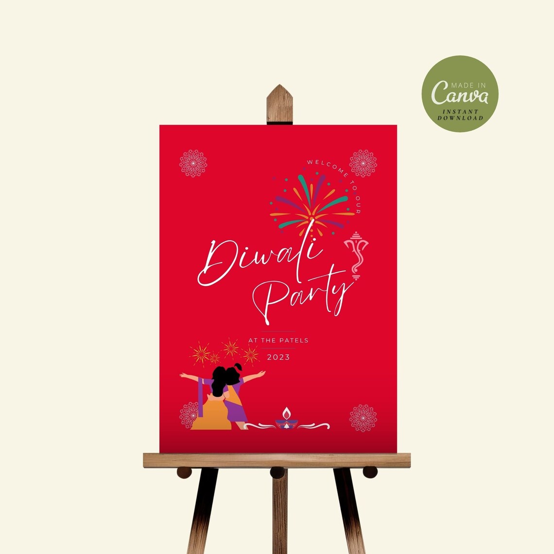 Editable Diwali Welcome Sign INSTANT DOWNLOAD Diwali Party Welcome ...