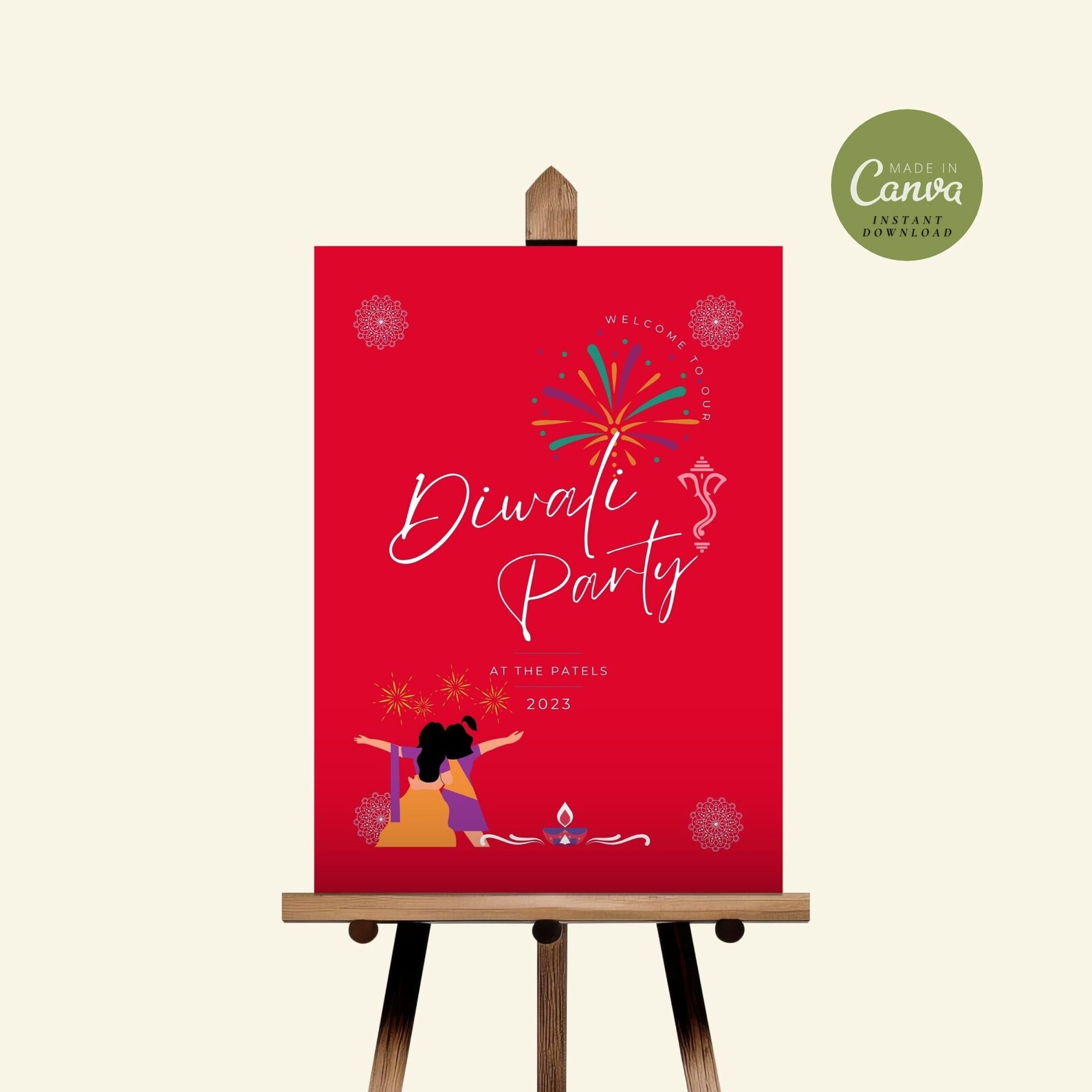Editable Diwali Welcome Sign INSTANT DOWNLOAD Diwali Party Welcome ...