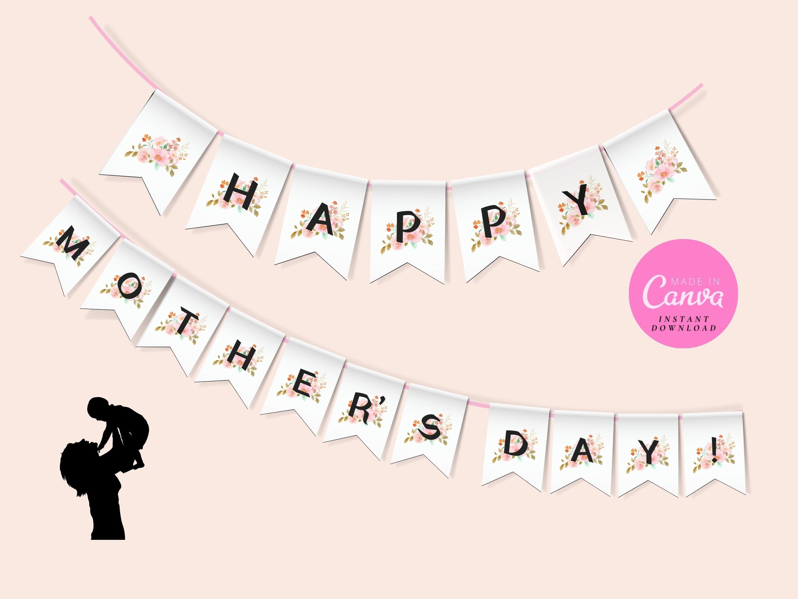 Editable INSTANT DOWNLOAD Printable Happy Mother's Day Banner Mom Mummy ...