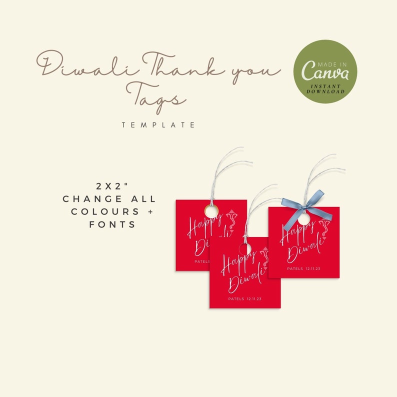 Editable Diwali Gift Tags INSTANT DOWNLOAD Celebration Gift Bag Label ...