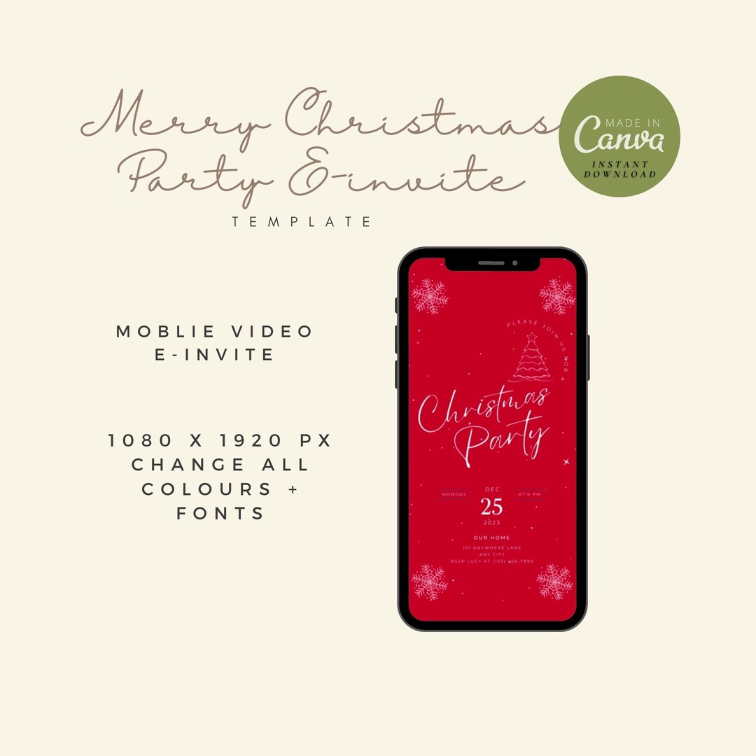 Editable Christmas Invite INSTANT DOWNLOAD Animated Christmas Party ...