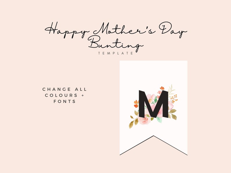 Editable INSTANT DOWNLOAD Printable Happy Mother's Day Banner Mom Mummy ...