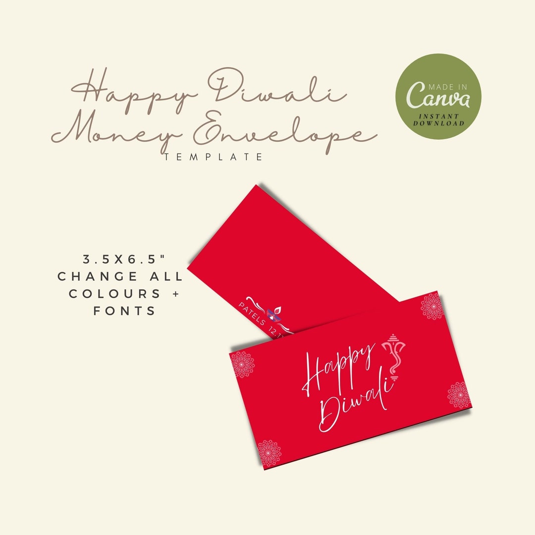 Editable Diwali Money Envelopes INSTANT DOWNLOAD Celebration Money ...