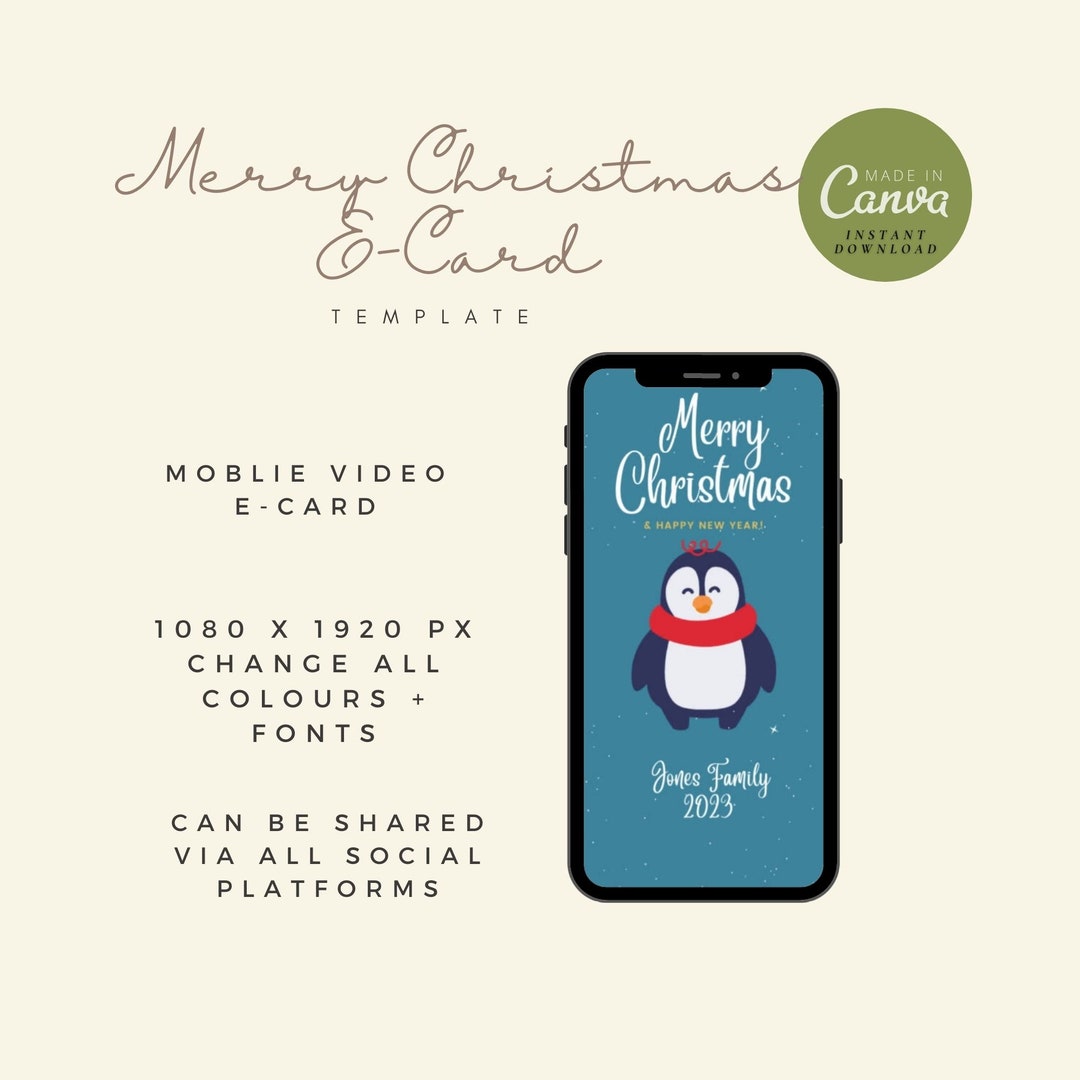 Editable Christmas INSTANT DOWNLOAD Animated Christmas Ecard Digital ...