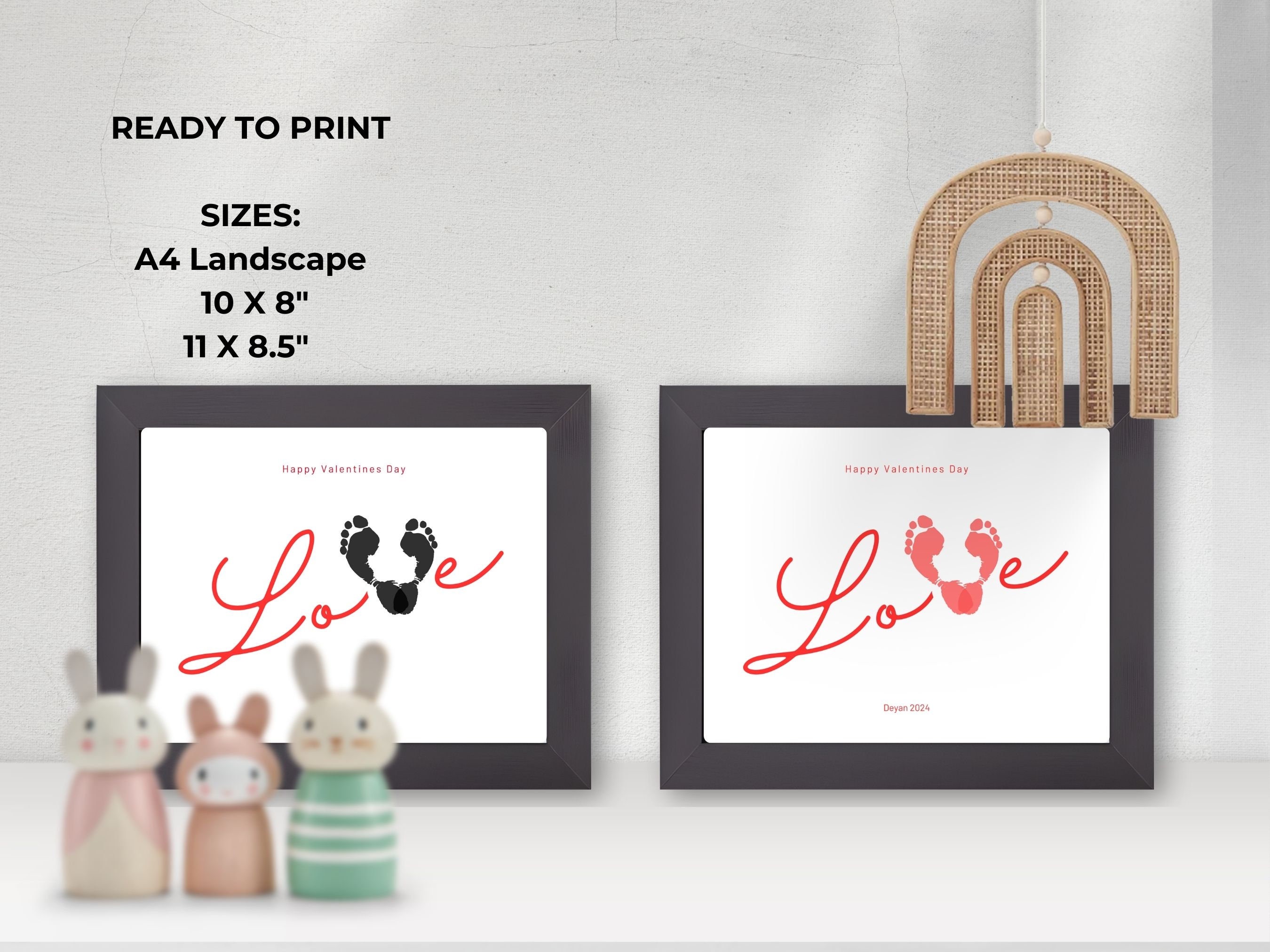 Printable Editable INSTANT DOWNLOAD Love Sign Footprint Feet Art Craft ...