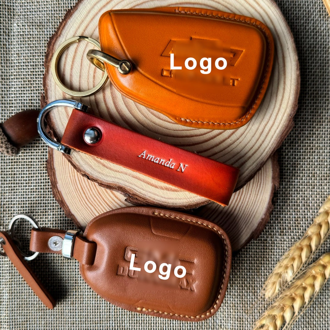 Custom Leather Key Fob Cover for Sierra, Chevy Silverado, Tahoe: 1500 ...