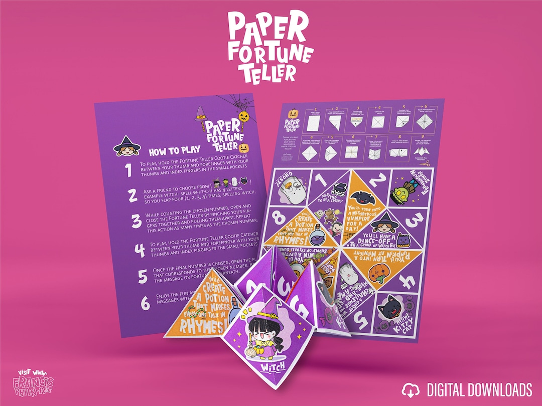 Printable Paper Fortune Teller Halloween Witches Theme - Etsy