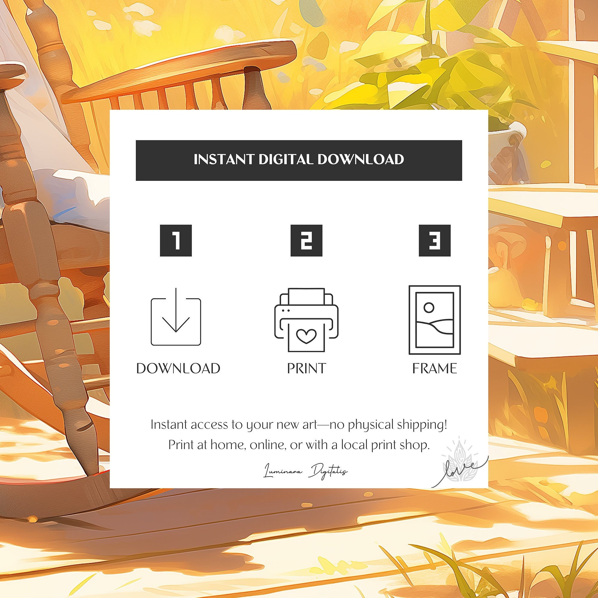 Vintage Rocking Chair Wall Art, Antique Wooden Chair Print, Rustic Home ...