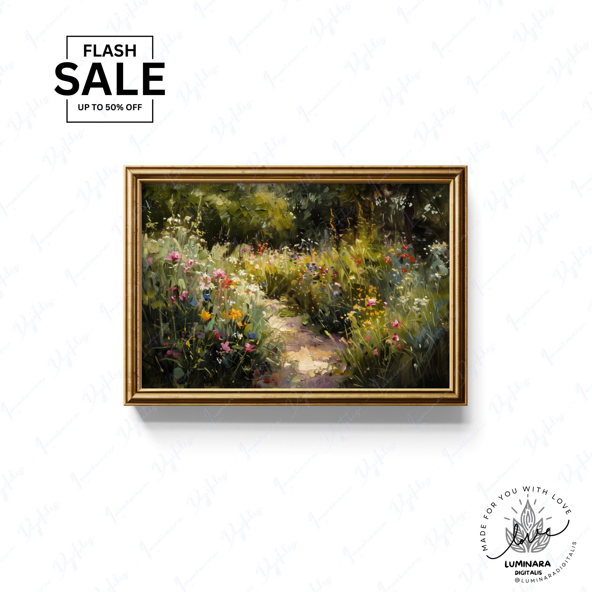 Digital Wall Art, Impressionist Summer Garden Path 126 Wall Art ...