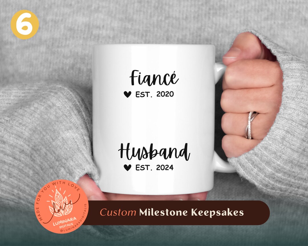 Fiancé to Husband Personalized Celebration Mug - United in Love, Custom ...