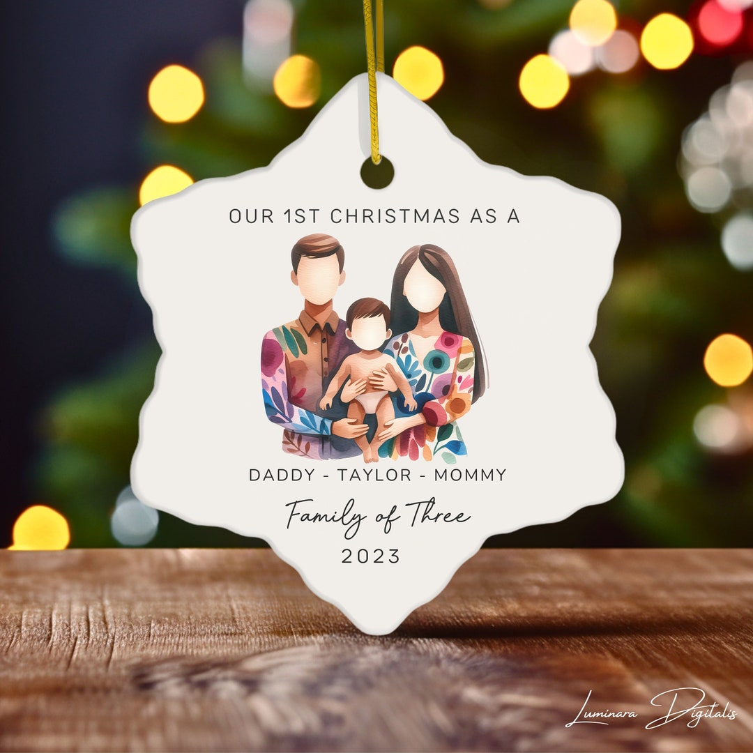 Family of Three Ornament - Family of 3 - Family Ornament, Personalized ...