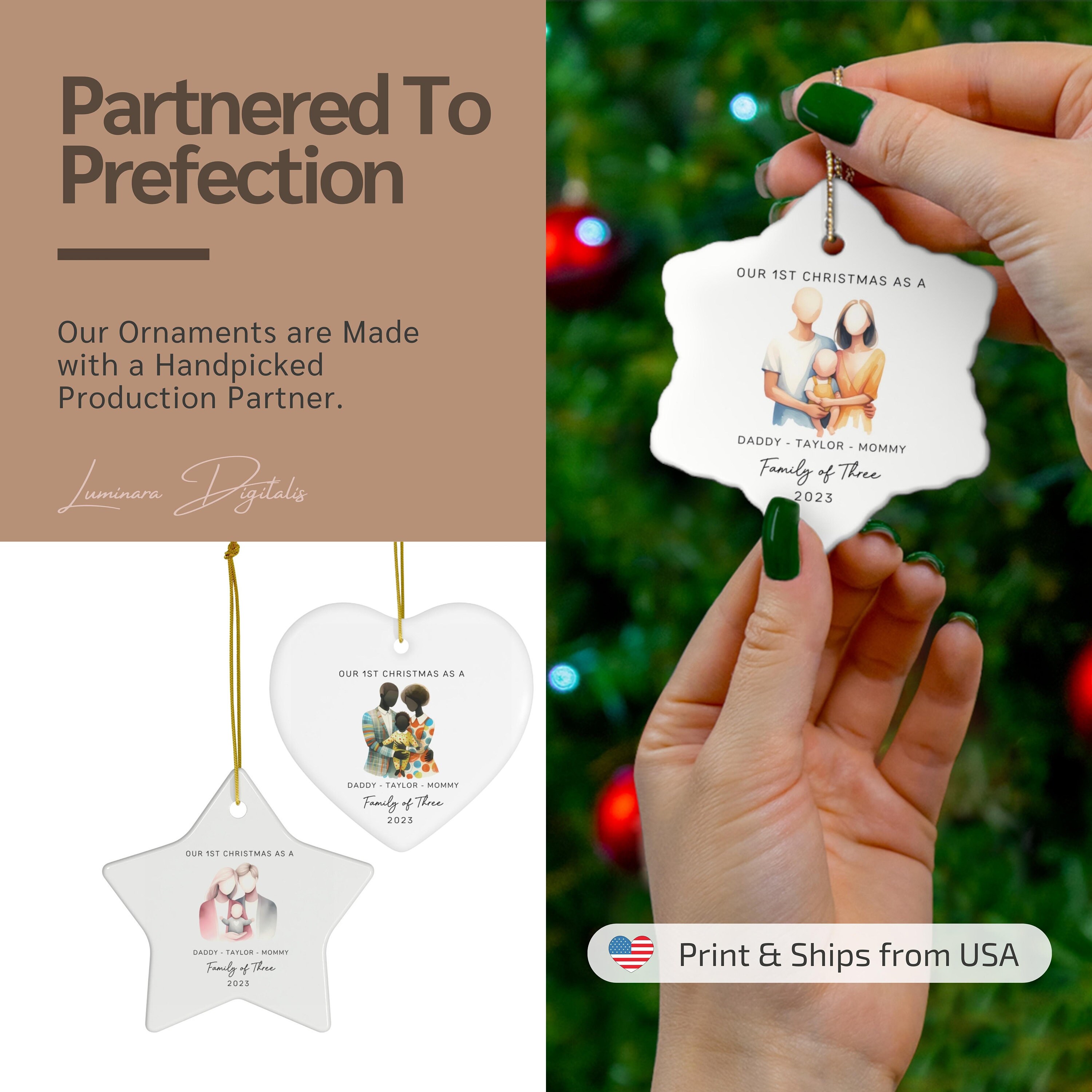 Family of Three Christmas Ornament Family of 3 Family Ornament ...
