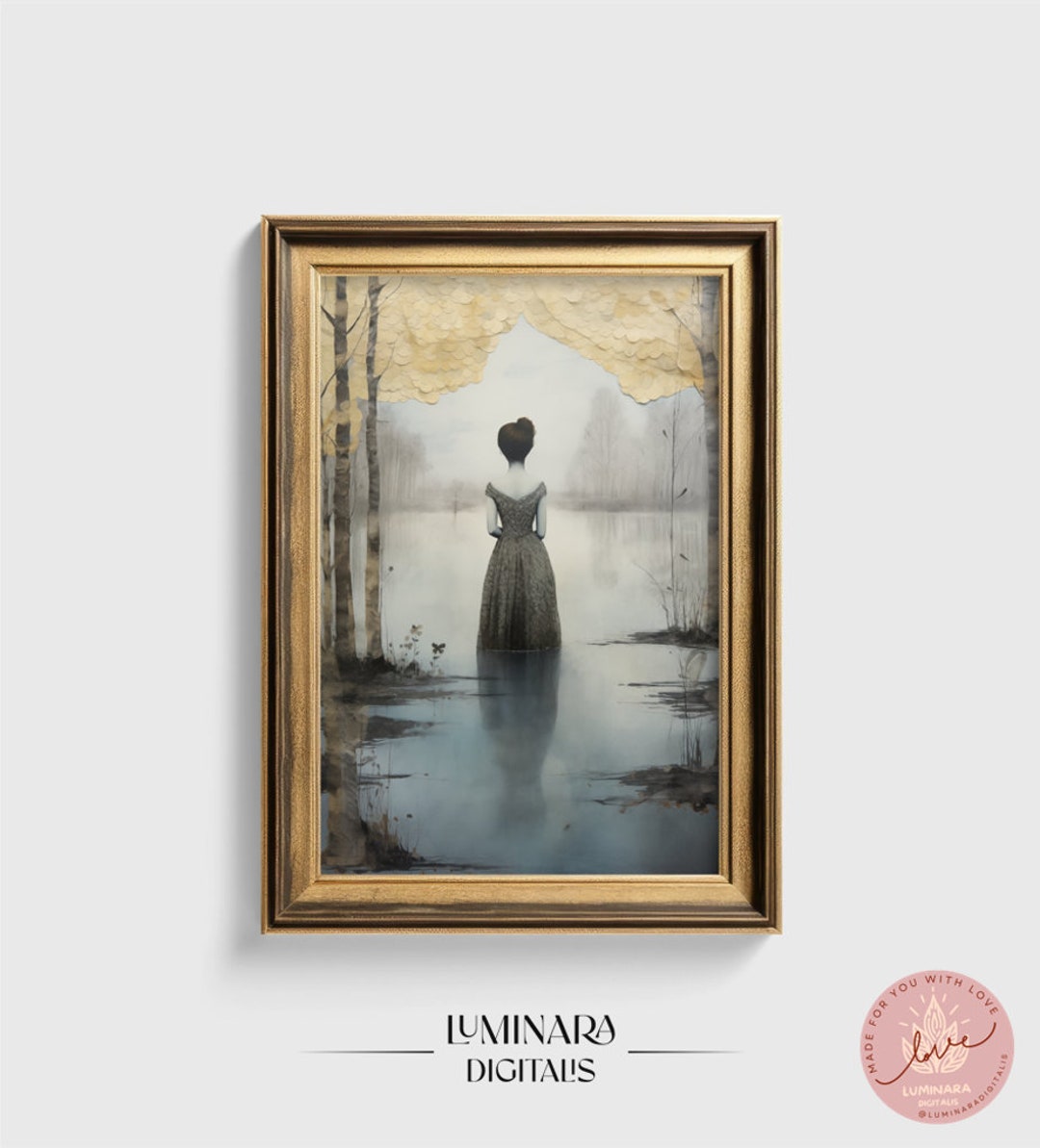 Enchanted Lake Reflections Print, Vintage Fairytale Style Wall Art ...
