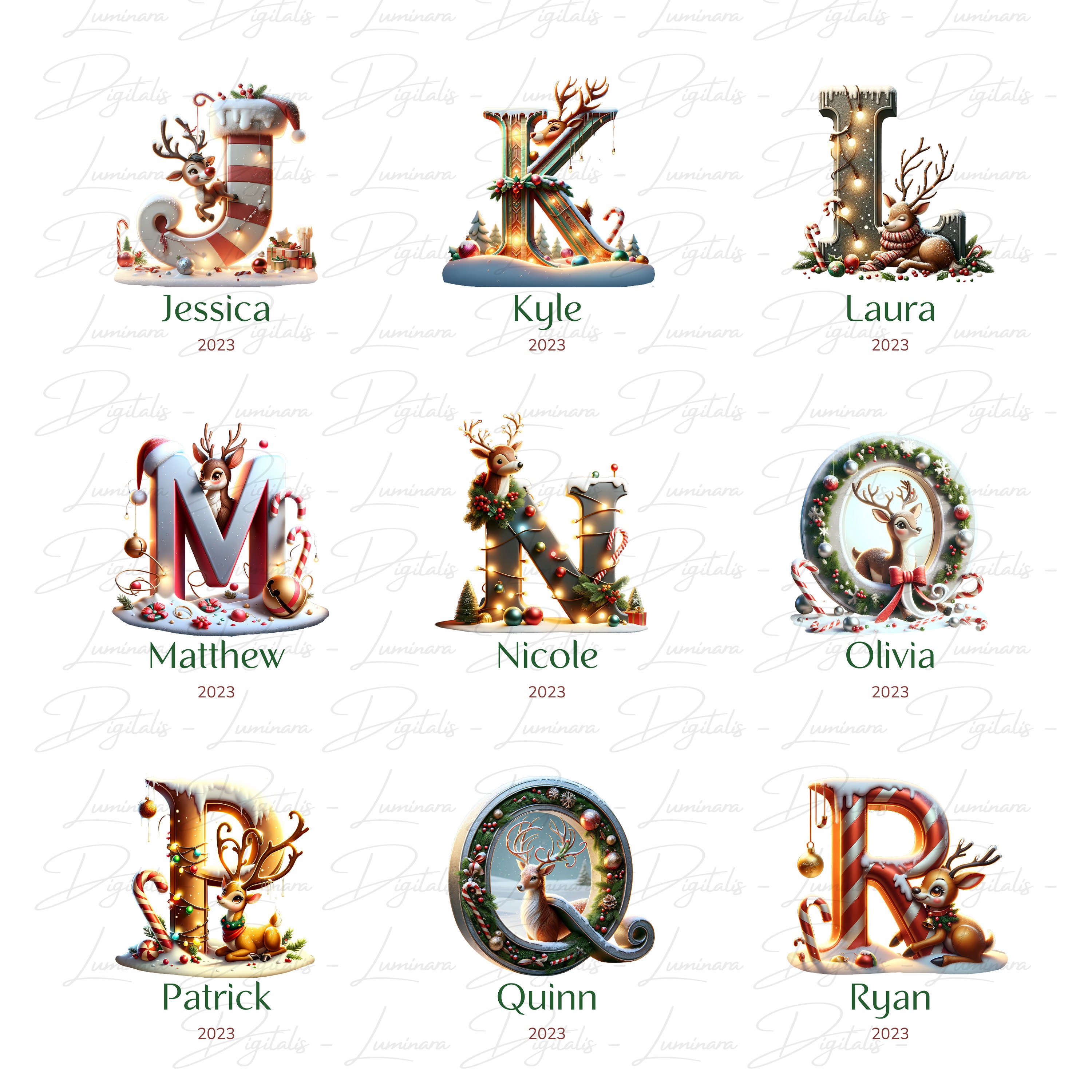 Letter Name Ornament - 2023 Family Ornament - Custom Initial Ornament ...