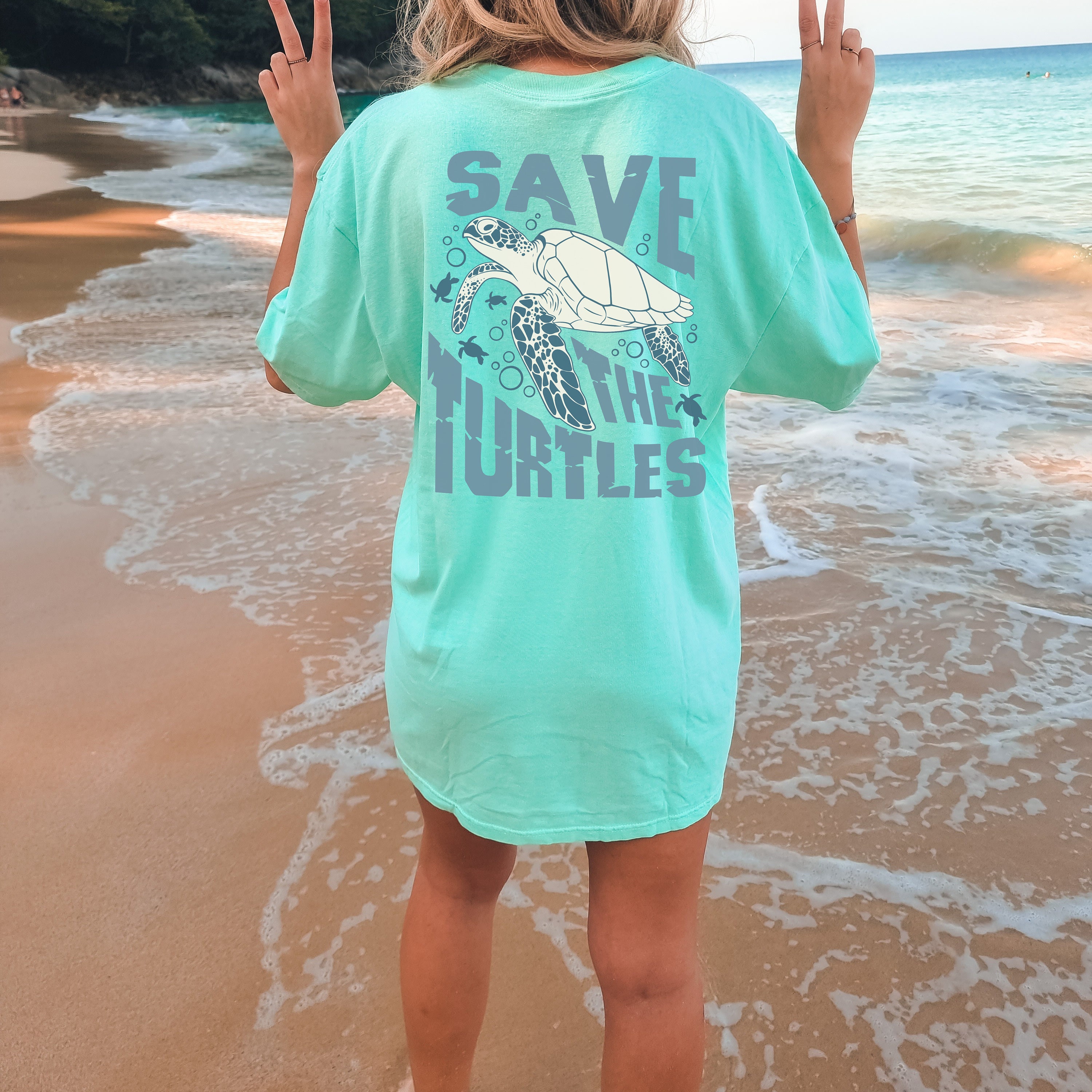 Sea Turtle Shirt Save the Turtles Respect the Locals Ecology Beach T ...