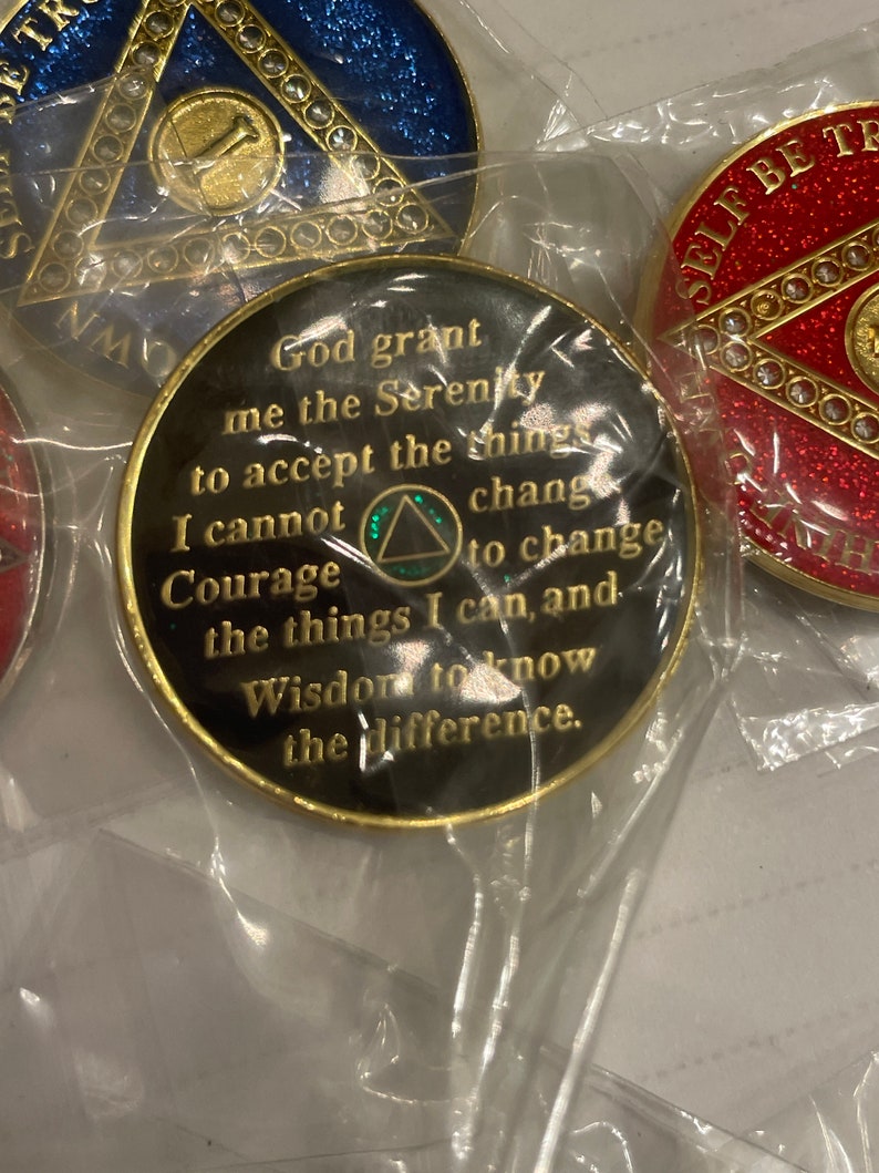 Rare Alcoholic Anonymous Medallion Glitter Moissanite Diamonds Triplate ...